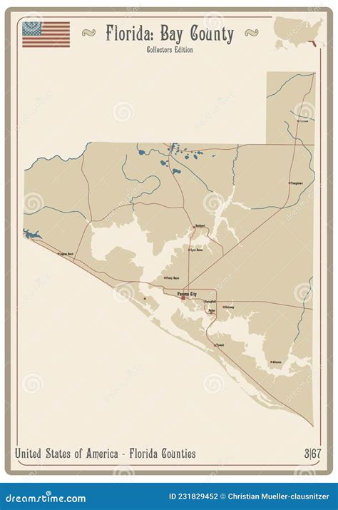 Map Of Bay County In Florida Stock Vector Illustration Of Geography