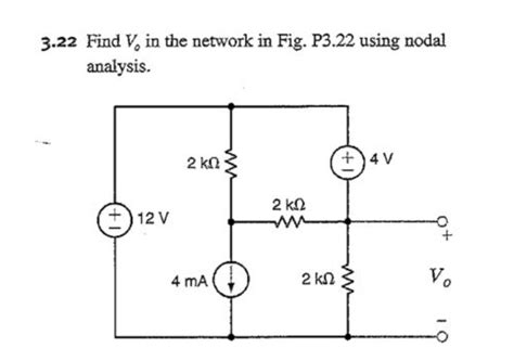 solved 3 22 find v in the network in fig p3 22 using nodal