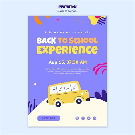 학교 초대장 템플릿으로 돌아가기 무료 Psd 파일