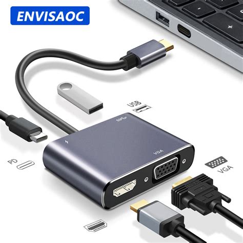 Usb C To Hdmi Compatible Vga Type C Usb Hub Adapter For Macbook Nintendo Samsung Huawei
