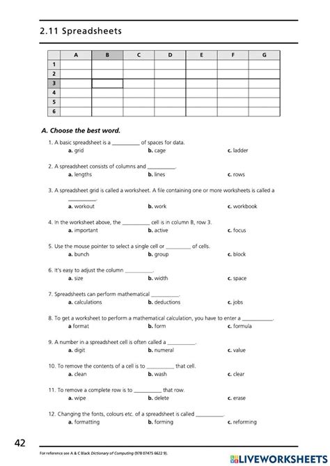excel basics online exercise for live worksheets