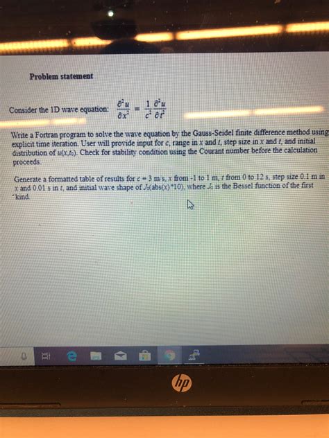 Write A Fortran Program To Solve The Wave Equation By