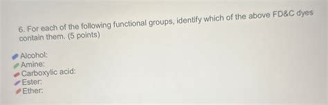 Solved For each of the following functional groups, identify | Chegg.com