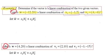 Solved Linear Combination Example 1 A B C Explain With Chegg Com