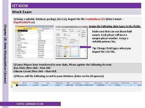 Ict Igcse Mock Exam Chapter 18 Data Manipulation
