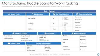 Manufacturing Operation Best Practices Huddle Board For Work Tracking