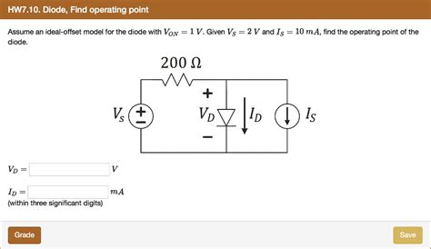 hw7 10 diode find operating point assume an ideal offset model for