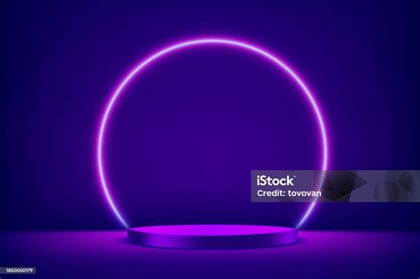 생생한 네온 조명으로 조명 된 무대 3d 벡터 일러스트 레이 션 0명에 대한 스톡 벡터 아트 및 기타 이미지 0명 3차원 형태 강단 Istock