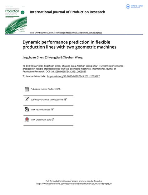 pdf dynamic performance prediction in flexible production lines with
