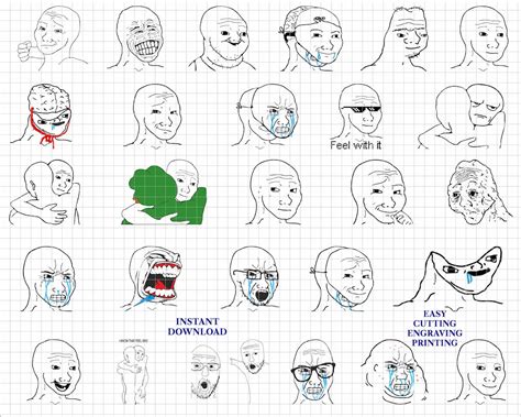 Buy Wojak Face Meme Template Svg Png Cricut File Layered Cut Design For