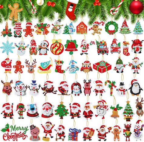 Hungdao 64 Pcs Diamond Art Christmas Ornaments 5d Diy