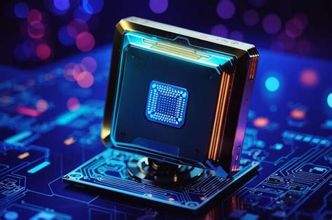 premium ai image super processor core computer system technology neon