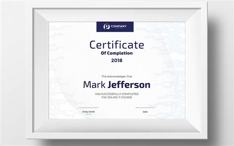 Course Completion Psd Free Certificate Template