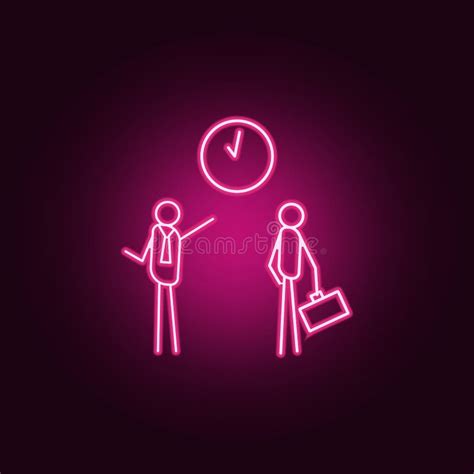 Be Late For Work Outline Icon Elements Of Lazy In Neon Style Icons Stock Illustration