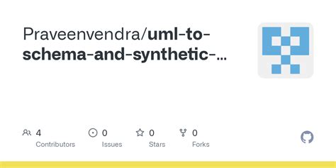 Github Praveenvendrauml To Schema And Synthetic Data Gen