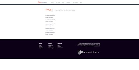 faq page on the kata containers website displays only sample text