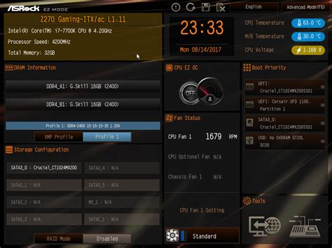 BIOS The ASRock Fatal Ty Z Gaming ITX Ac Motherboard Review