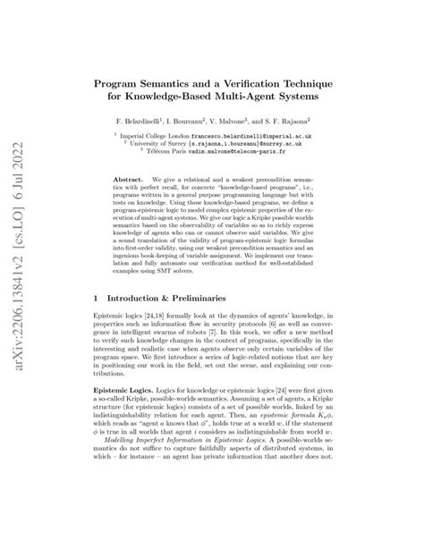 Program Semantics And A Verification Technique For Knowledge Based
