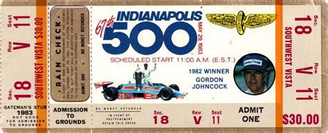 Photos Of Indy 500 Race Tickets 1980 1989