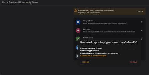 Removed Repository Button To Ignore Or Remove Custom Component Does Not Work · Issue 3212