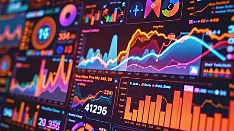 Colorful Digital Data Visualization With Vibrant Graphs And Charts Showcasing Statistics On