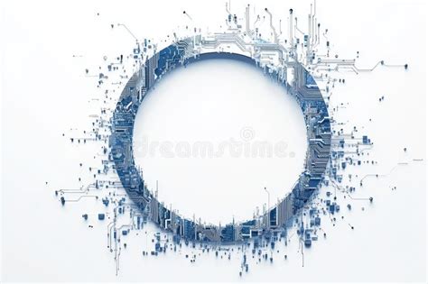 Circuit Board Forming A Circle Digital Technology Abstract Design Stock