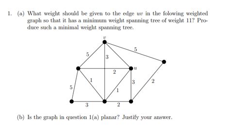 Solved A What Weight Should Be Given To The Edge Uv In The