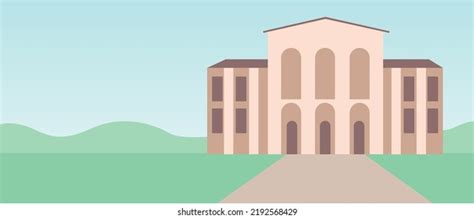 School University Building Outdoor Flat Vector Stock Vector Royalty