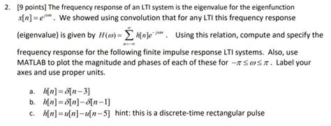 Solved Points The Frequency Response Of An LTI System Chegg