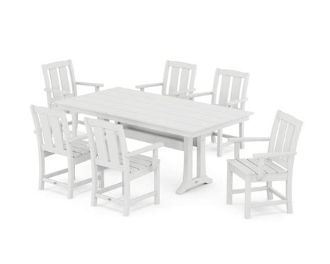 Polywood® Mission Arm Chair 7 Piece Farmhouse Dining Set With Trestle