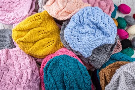 Premium Photo Colorful Handmade Knitting Wool Caps