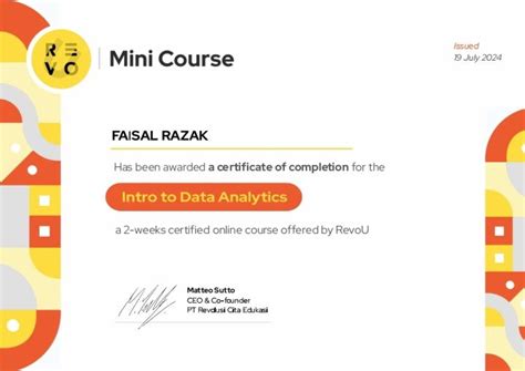 Sertifikat Data Analystics By Revou Faisal Razak