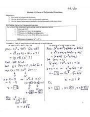 Completed Module Zeros Of Polynomial Functions Pdf Vo Module Zeros Of Polynomial