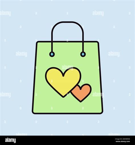 Gist Bag With Heart Isolated Vector Icon Graph Symbol For Retail Web Site And Apps Design Logo