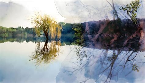 Premium AI Image Reflection Of Tree In Water