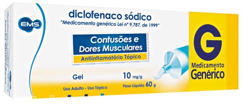Diclofenaco Sódico 10mg Gel 60g Genérico Ems Extrafarma