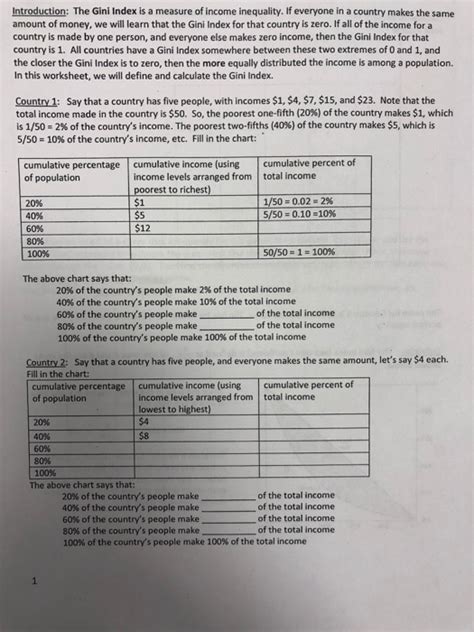 solved introduction the gini index is a measure of income