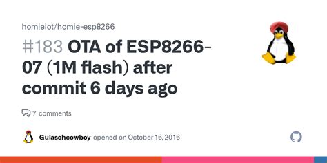 ota of esp8266 07 1m flash after commit 6 days ago · issue 183 · homieiot homie esp8266 · github