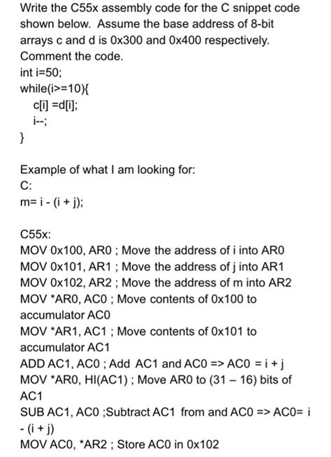 Write The C55x Assembly Code For The C Snippet Code