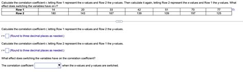 Solved Calculate The Correlation Coefficient R Letting Row Chegg Com