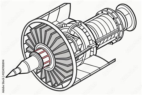Vector De Stock Technical Schematic Jet Engine Cutaway Intricate Details Engineering
