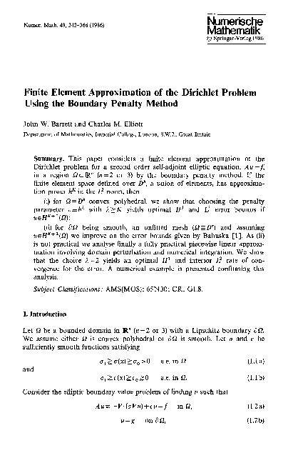 pdf finite element approximation of the dirichlet problem using the boundary penalty method