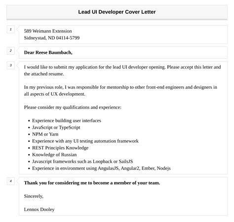 lead ui developer cover letter velvet jobs