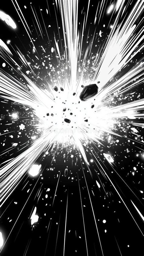 Explosive Black And White Abstract Illustration With Comic Dynamic Lines Stock Illustration