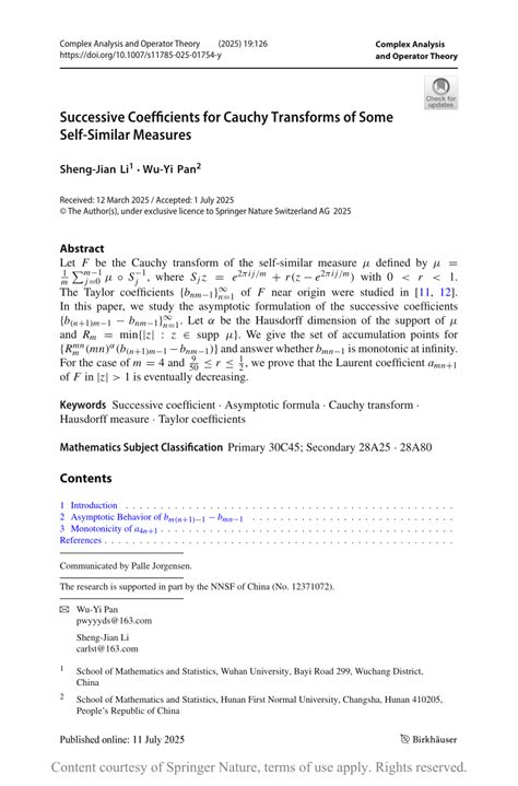 Successive Coefficients For Cauchy Transforms Of Some Self Similar Measures