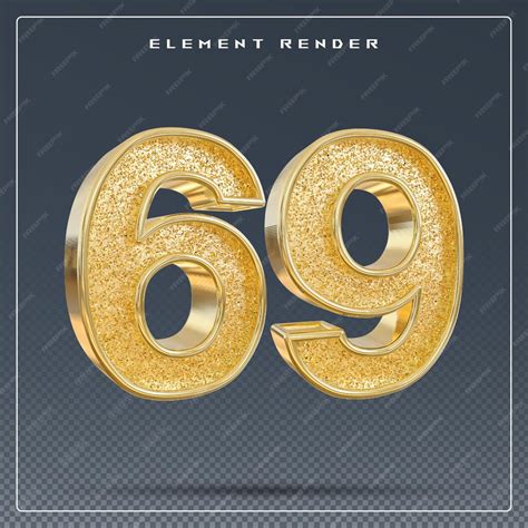Premium Psd 69 Number Gold 3d Render