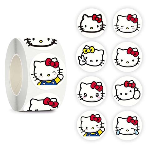 500 ชิ้น 8 ภาพ Hello Kitty สติ๊กเกอร์การ์ตูน Roll Stickers Tape Shopee Thailand