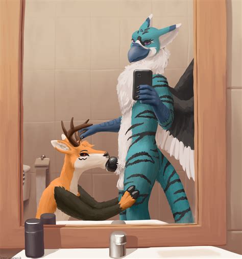 Rule 34 Anthro Avian Black Nose Black Penis Cervid Duo Fellatio Hi