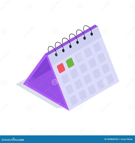 An Isometric Calendar Icon Ideal For Dates Scheduling And Time Management Stock Illustration