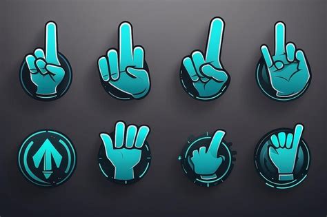 Hand Cursor Icon Set Click Icon Vector Hand Click Pointer Premium Ai